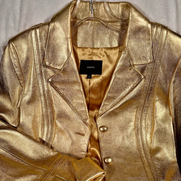 Identify | Jackets & Coats | Metallic Gold Leather Jacket Stunning ...